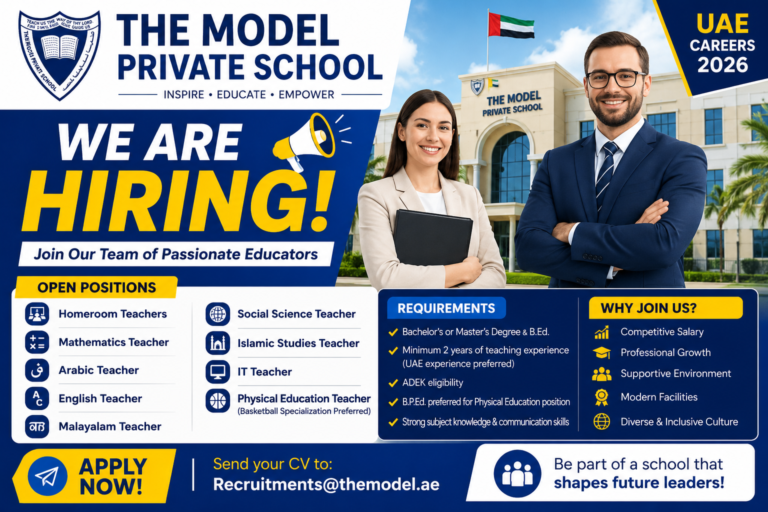 The Model Private School Careers UAE 2026: Latest Teaching Jobs for ...